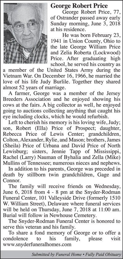 George Robert Price - Marysville Journal Tribune