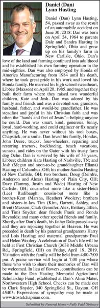 DANIEL (DAN) LYNN HASTING - Marysville Journal Tribune