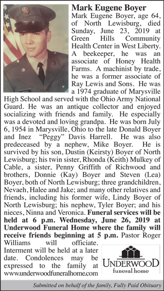 MARK EUGENE BOYER - Marysville Journal Tribune
