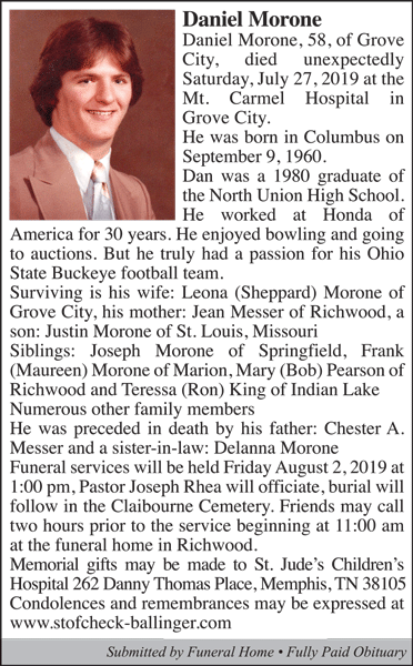 DANIEL MORONE - Marysville Journal Tribune