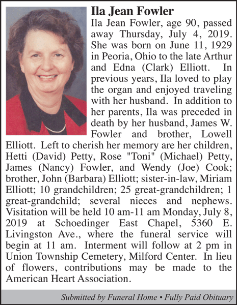 ILA JEAN FOWLER - Marysville Journal Tribune