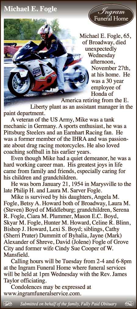 Michael E. Fogle - Marysville Journal Tribune