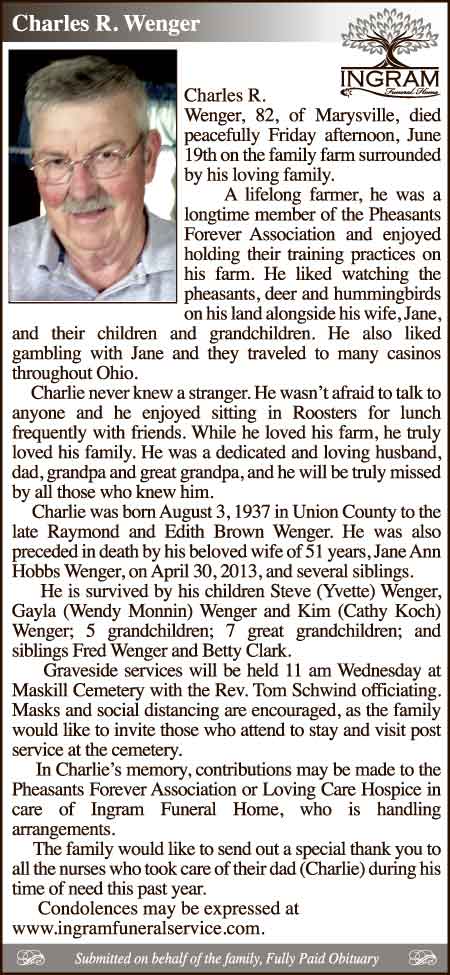 Charles R. Wenger - Marysville Journal Tribune