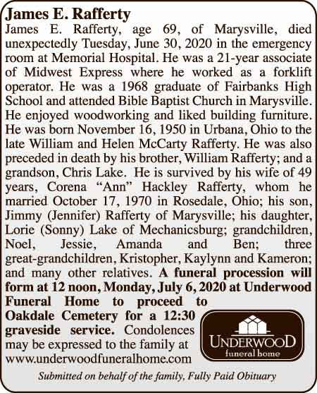 James E. Rafferty - Marysville Journal Tribune