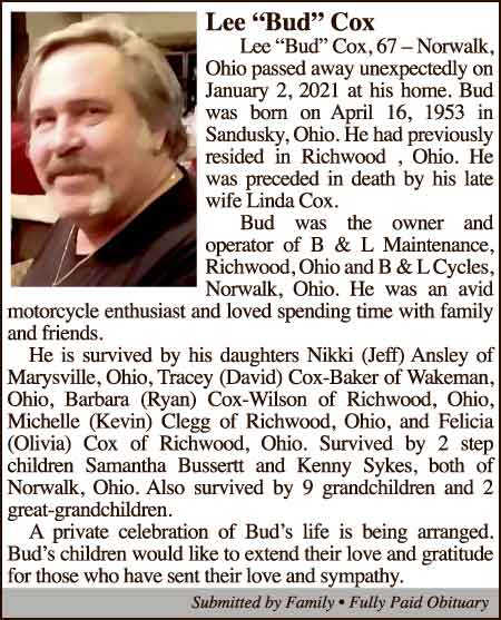 Lee "Bud" Cox - Marysville Journal Tribune