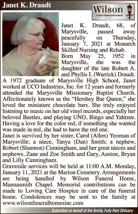Janet K. Draudt - Marysville Journal Tribune