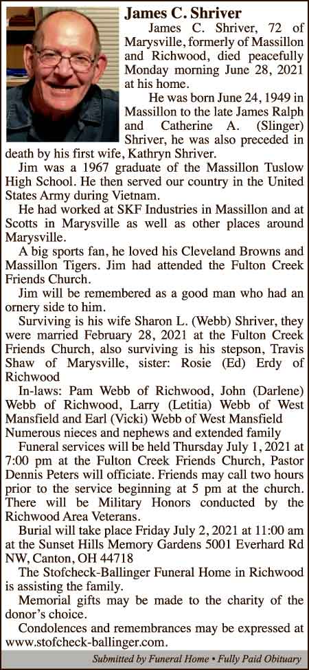 James C. Shriver - Marysville Journal Tribune